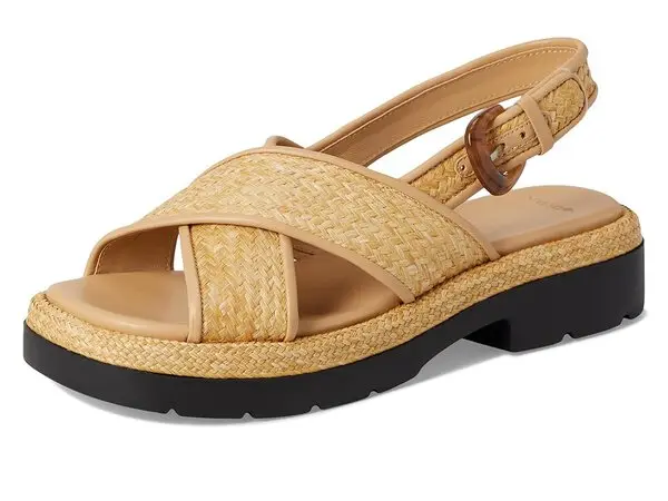 Vince Helena Raffia Slingback Wedge Sandals