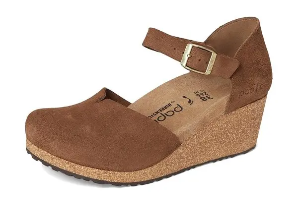 BIRKENSTOCK Mary Wedge Sandal Suede - Brown
