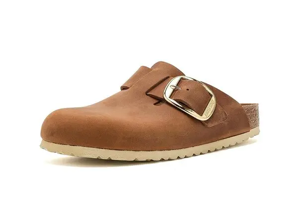 BIRKENSTOCK Boston Big Buckle Oiled Leather Clogs - Tan