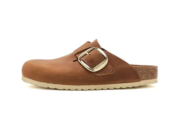 BIRKENSTOCK Boston Big Buckle Oiled Leather Clogs - Tan
