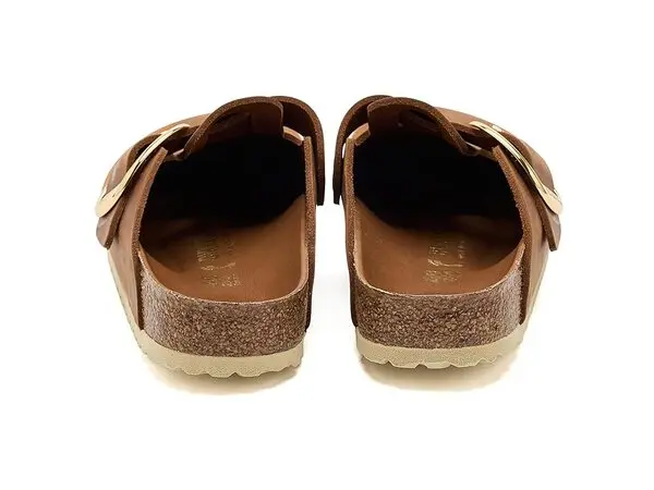 BIRKENSTOCK Boston Big Buckle Oiled Leather Clogs - Tan