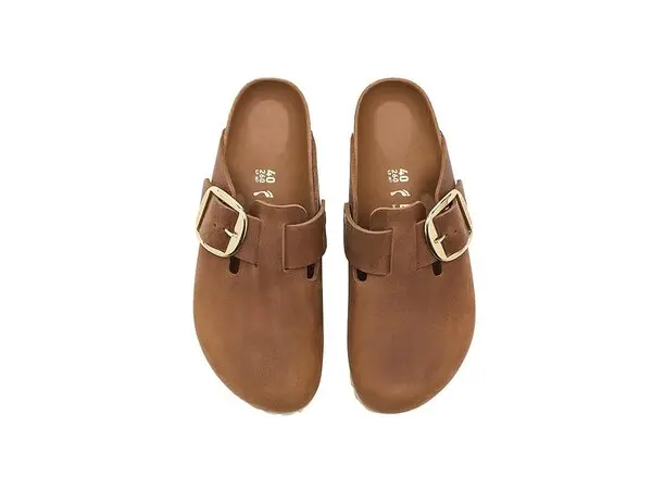 BIRKENSTOCK Boston Big Buckle Oiled Leather Clogs - Tan