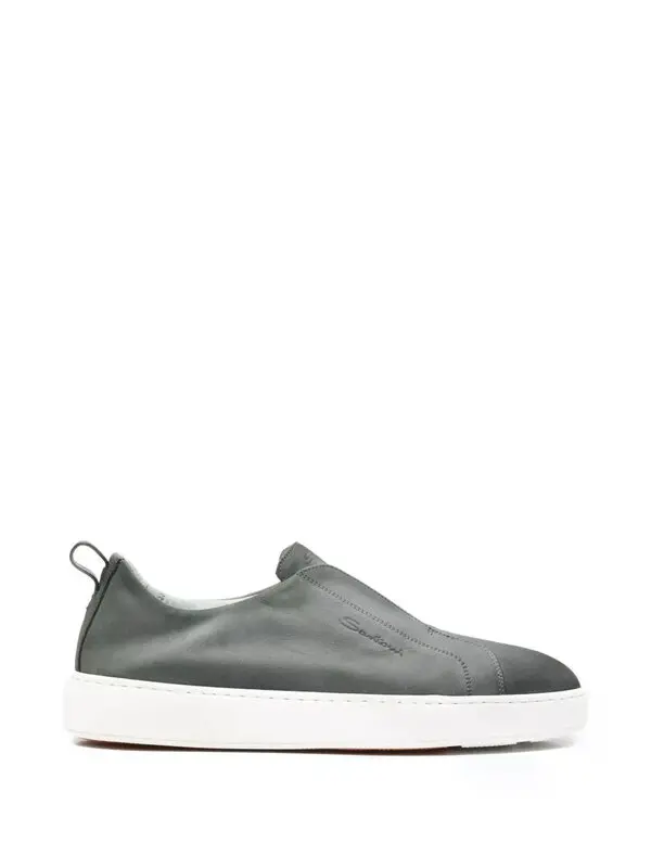 Santoni Leather Slip-on Sneakers - Grey
