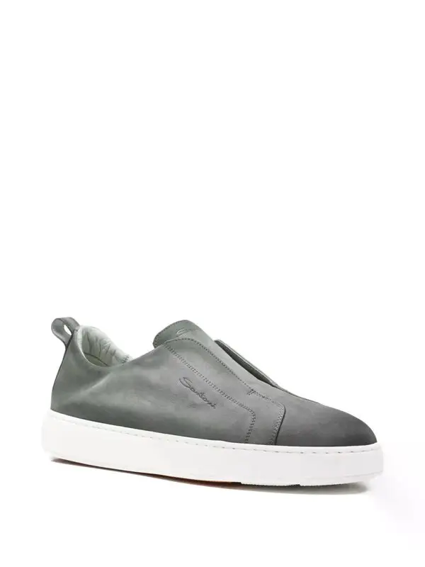 Santoni Leather Slip-on Sneakers - Grey