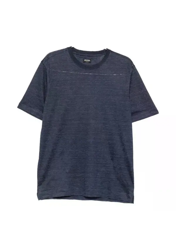 Zegna Marl-effect Short-sleeve T-shirt - Blue