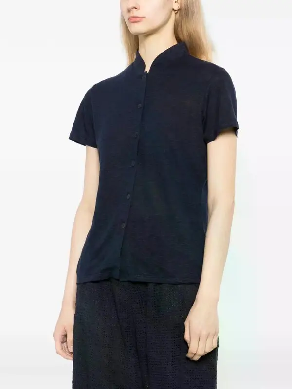 AGNES B. Navy Short Sleeve Shirt - Blue