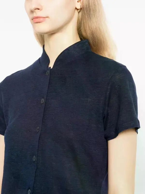 AGNES B. Navy Short Sleeve Shirt - Blue