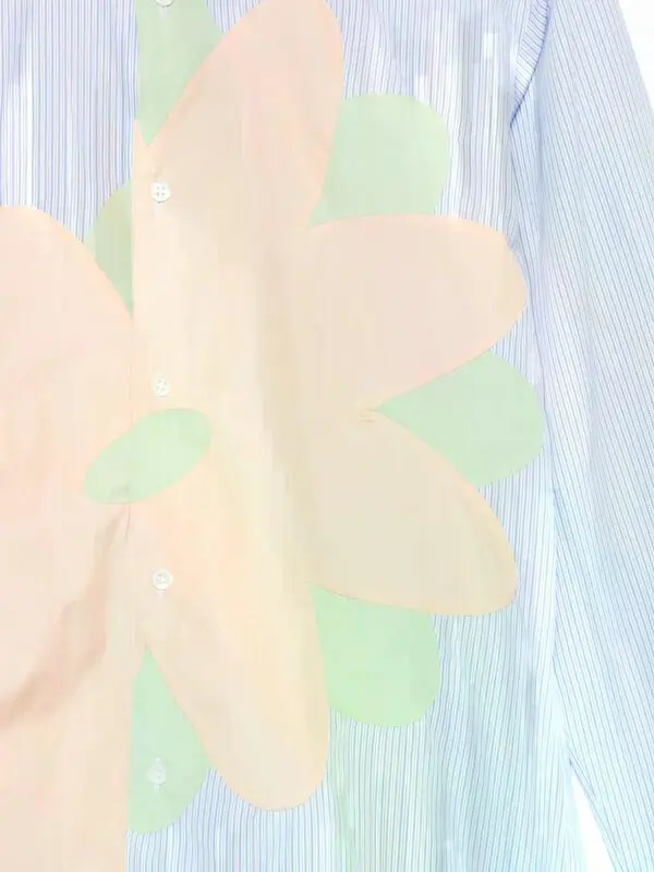 Comme Des Garçons Floral-appliqué Striped Shirt