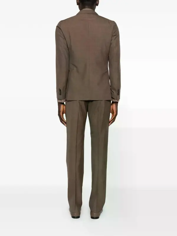 Tagliatore Double-breasted Virgin-wool Suit - Brown