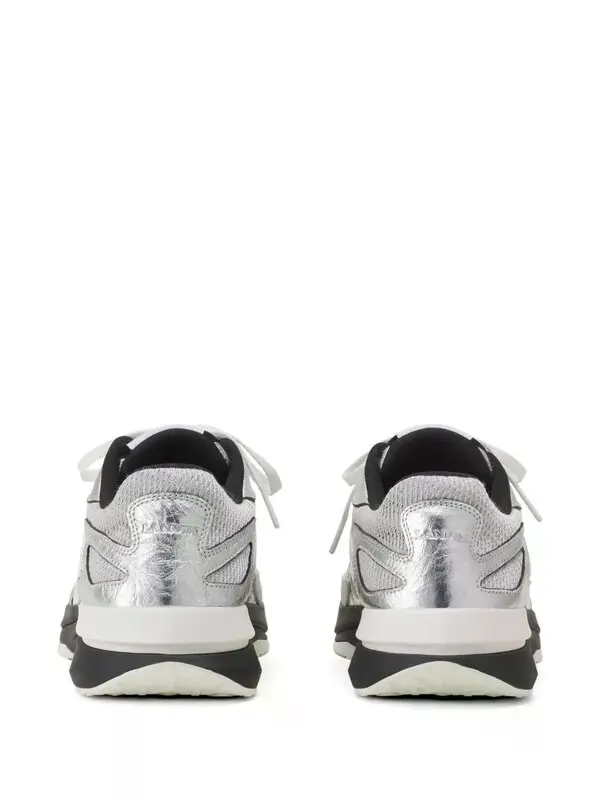 LANVIN Metallic Panelled Lace-up Sneakers - Silver