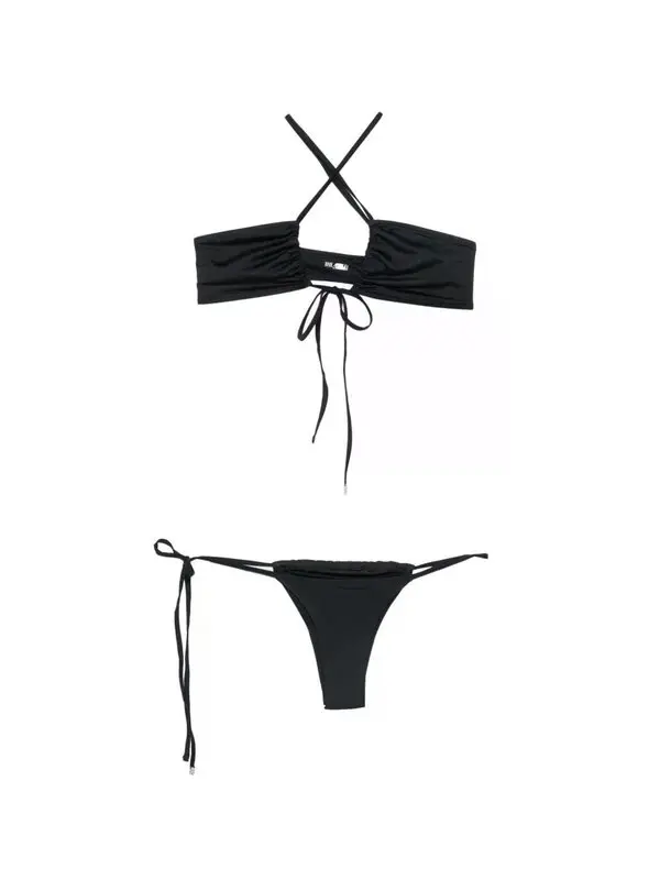 Attico Halterneck Side-tie Bikini - Black