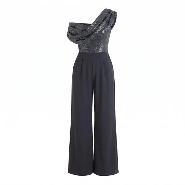 ATOM LABEL Venice Jumpsuit Gunmetal Speckled - Black