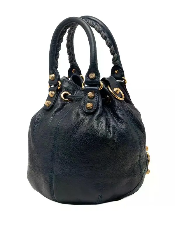 Balenciaga Mini Lambskin Motocross Giant 12 Pompon Bag Satchel - Blue
