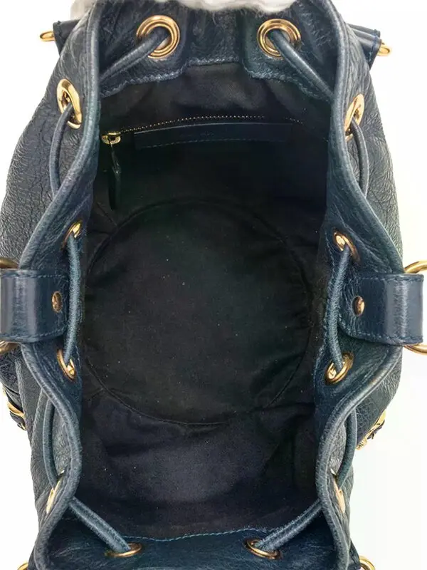 Balenciaga Mini Lambskin Motocross Giant 12 Pompon Bag Satchel - Blue