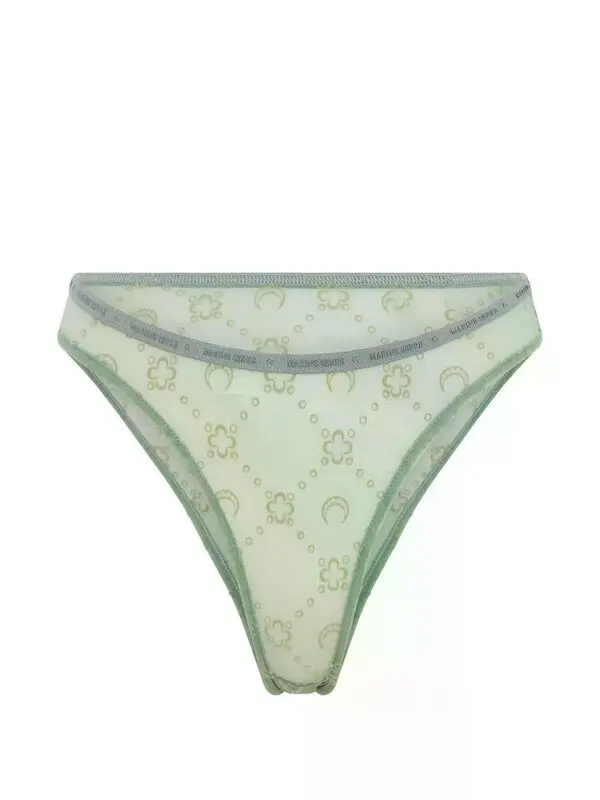 MARINE SERRE Moonogram Mesh Thong - Green