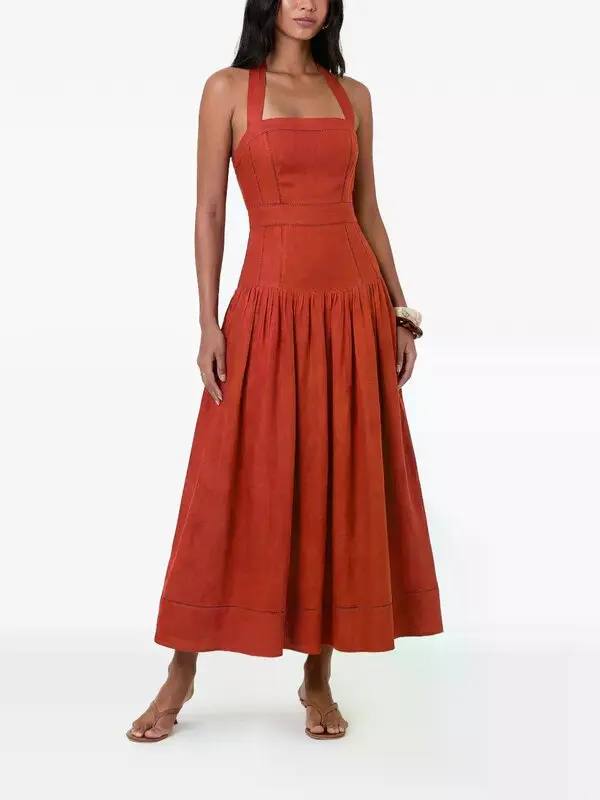 NICHOLAS Vivianne Halterneck Midi Dress - Red