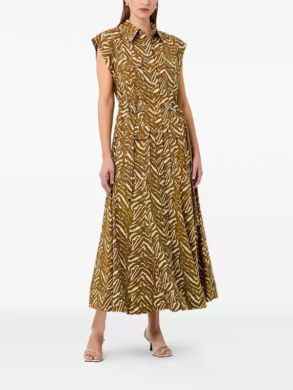 NICHOLAS Romina Zebra-print Midi Dress - Brown