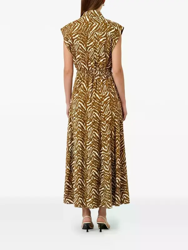 NICHOLAS Romina Zebra-print Midi Dress - Brown