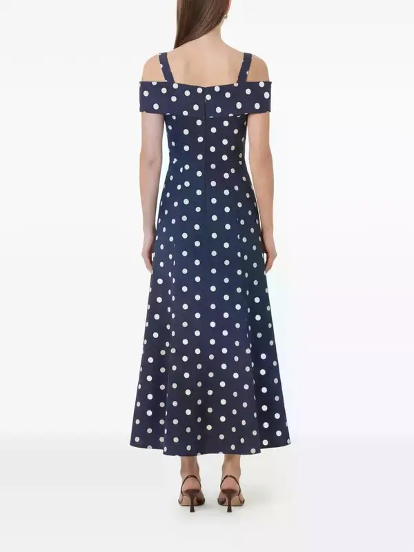 NICHOLAS Ivana Polka-dot Off-shoulder Midi Dress - Blue