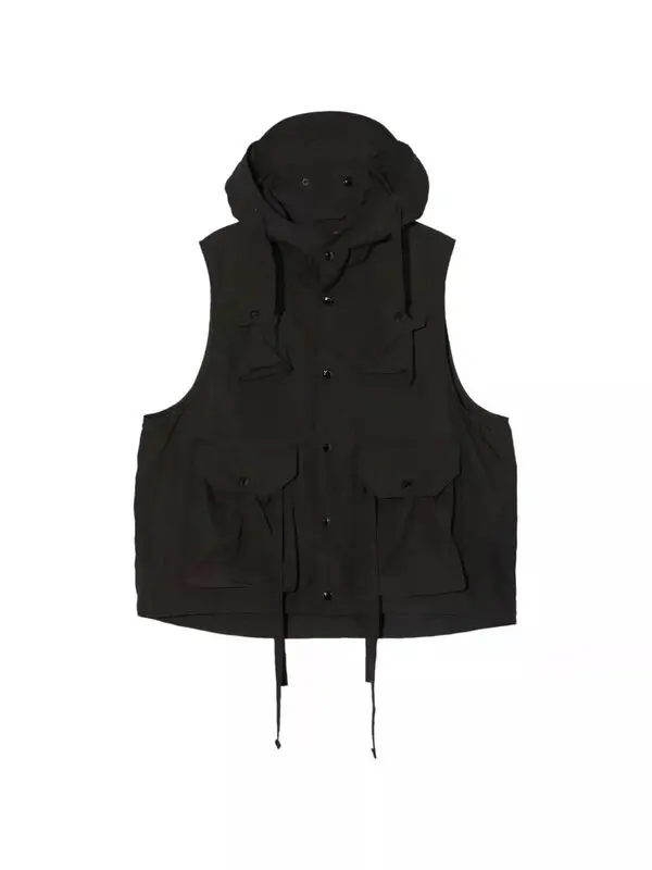 Engineered Garments Hooded Multi-pocket Field Vest - Black
