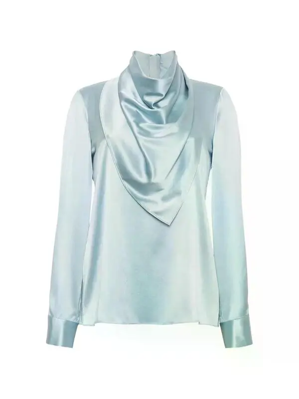 Adam Lippes Drape Neck Silk Charmeuse Blouse
