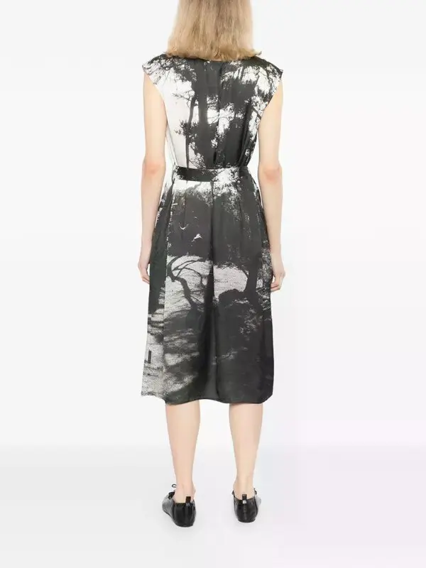 AGNES B. Tree Print Midi Dress - Black