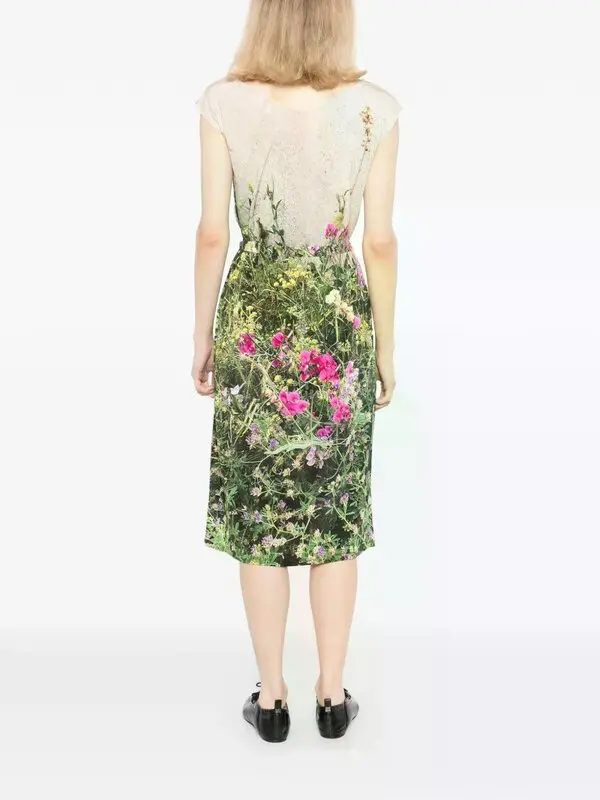 AGNES B. Floral Print Midi Dress - Neutrals