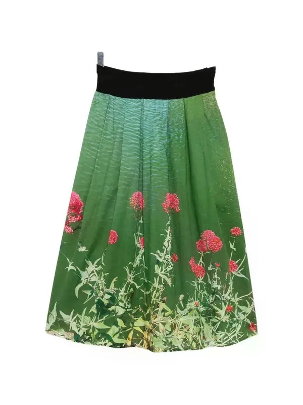 AGNES B. Floral Print Midi Skirt