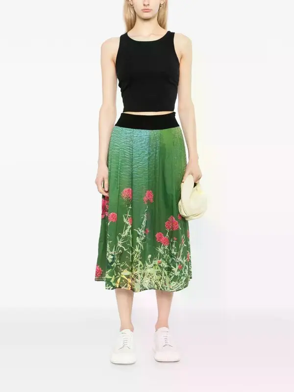 AGNES B. Floral Print Midi Skirt
