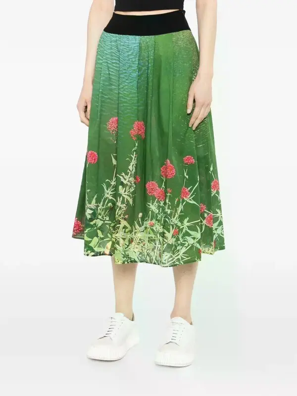 AGNES B. Floral Print Midi Skirt