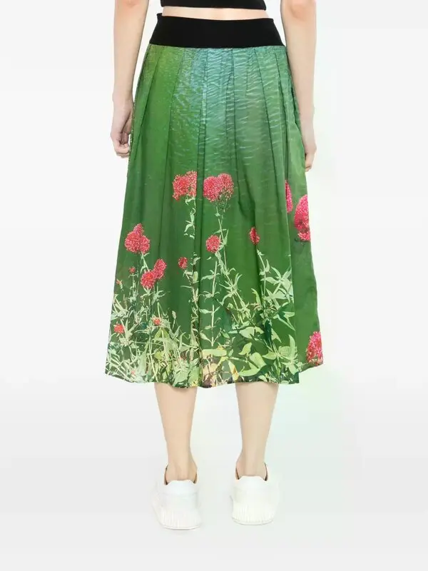 AGNES B. Floral Print Midi Skirt