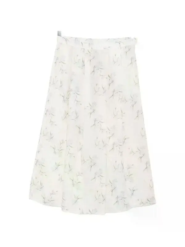 AGNES B. Ginette Floral Print Midi Skirt