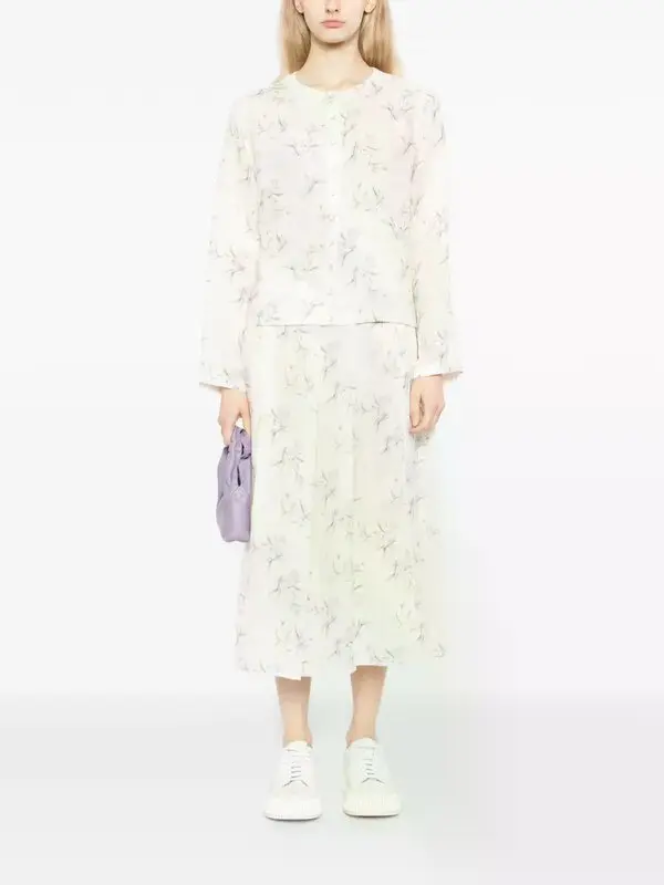 AGNES B. Ginette Floral Print Midi Skirt
