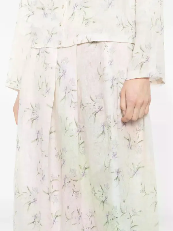 AGNES B. Ginette Floral Print Midi Skirt