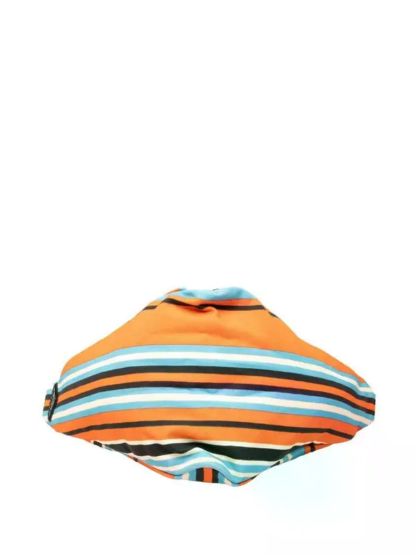 Prada Canvas Striped Triangle Logo Shoulder Bag