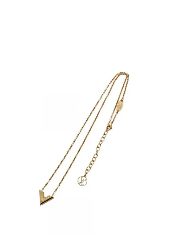 LOUIS VUITTON Essential V Pendant Necklace - Gold