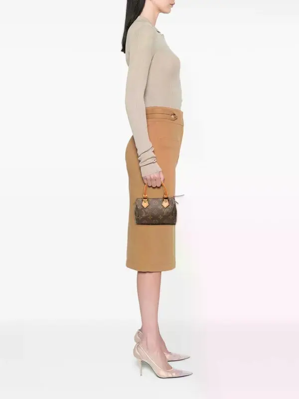 LOUIS VUITTON Monogram Canvas Mini Speedy Hl Satchel - Brown