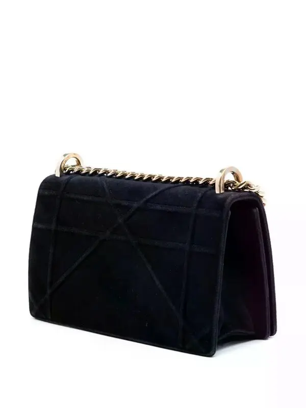 Dior 2019 Small Velvet Diorama Flap Crossbody Bag - Black