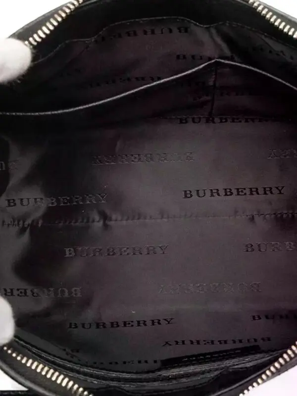 Burberry Nova Check Trimmed Canvas Shoulder Bag - Black
