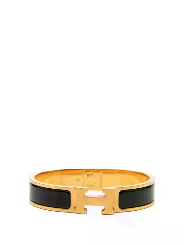 Hermès Narrow Enamel Clic H Bracelet Pm Costume Bracelet - Black