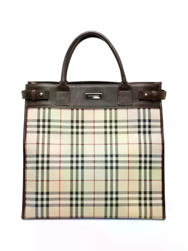 Burberry House Check Canvas Convertible Tote Satchel