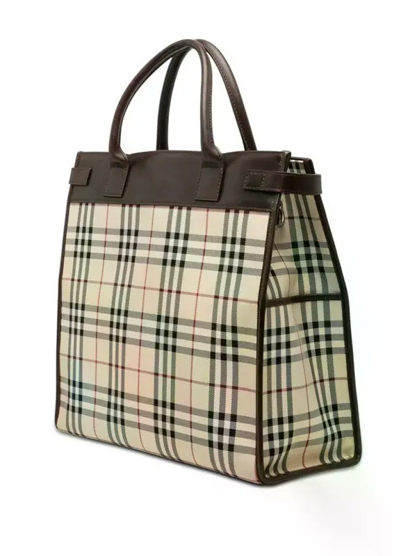 Burberry House Check Canvas Convertible Tote Satchel