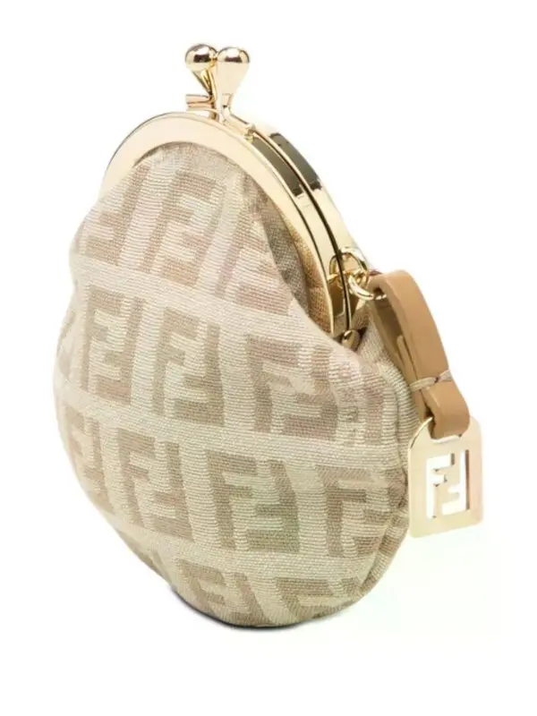 Fendi Zucchino Canvas Kiss Lock Coin Pouch