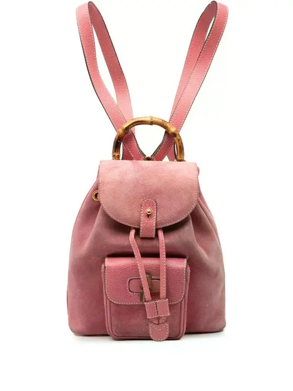 Gucci Suede Bamboo Backpack - Pink