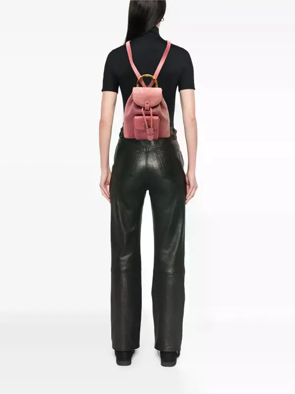 Gucci Suede Bamboo Backpack - Pink