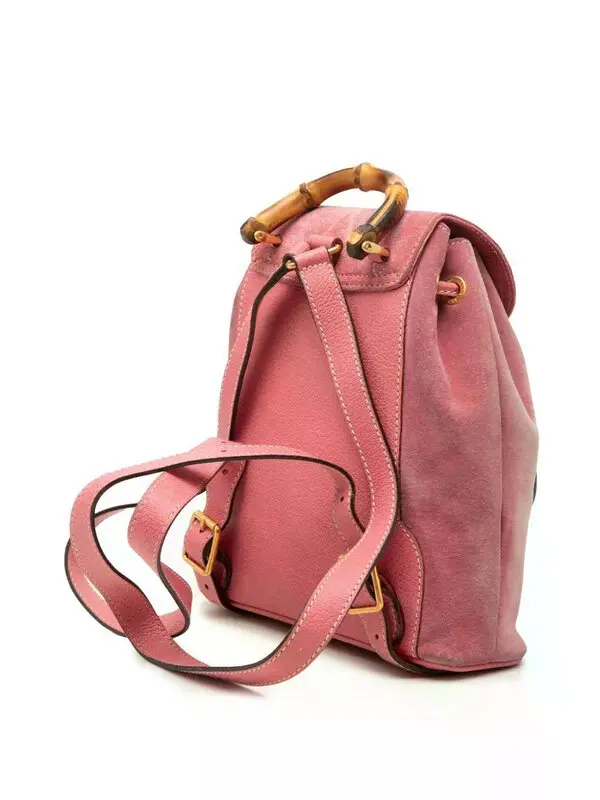 Gucci Suede Bamboo Backpack - Pink