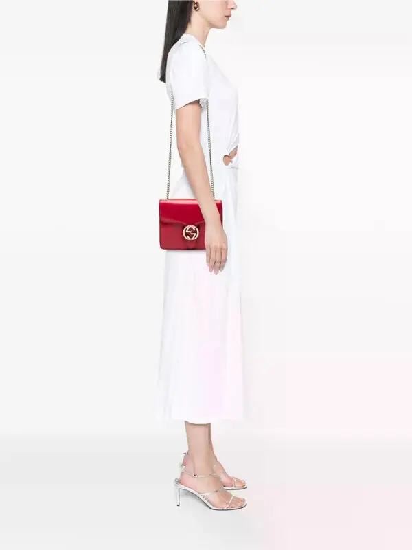 Gucci Small Polished Calfskin Interlocking G Crossbody Bag - Red