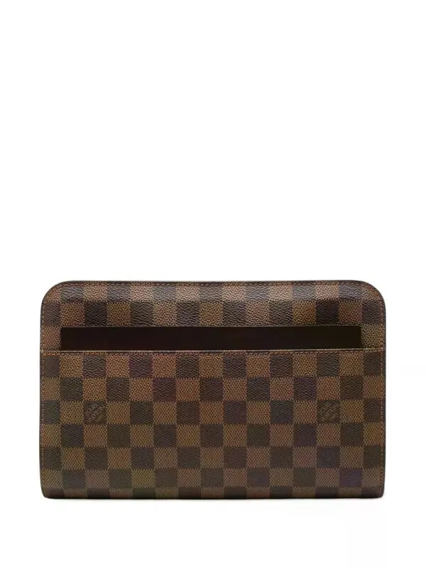 LOUIS VUITTON Damier Ebene Saint Louis Pochette Clutch Bag - Brown