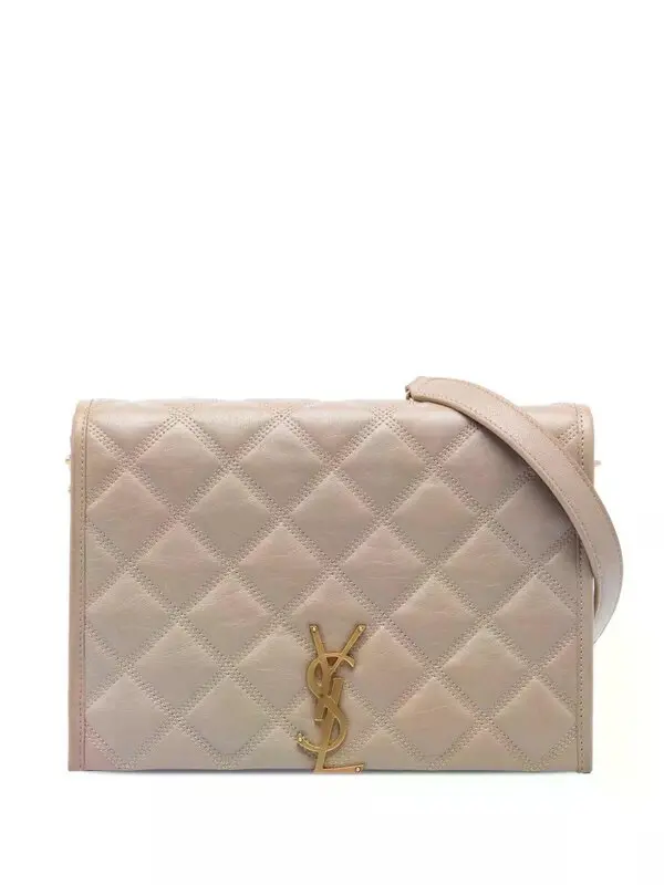 Saint Laurent Mini Quilted Lambskin Becky Chain Shoulder Bag - Brown