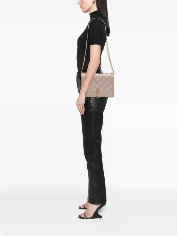 Saint Laurent Mini Quilted Lambskin Becky Chain Shoulder Bag - Brown